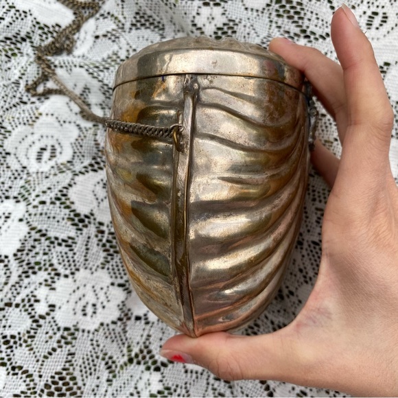 Vintage | Bags | Vintage Art Deco Silver Antique Clam Shell Purse Chain ...